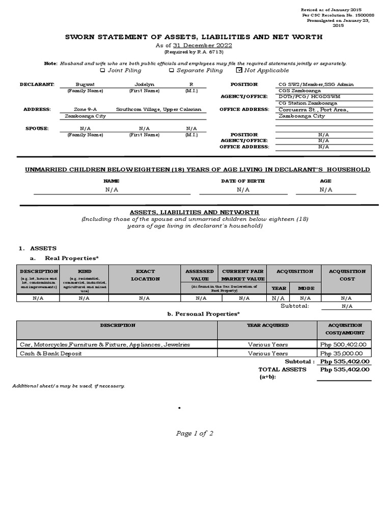 SALN 2023 - CG Sw2 Bugwat | PDF