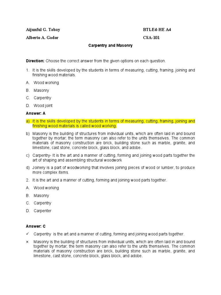 Carpentry and Masonry | PDF | Drill | Concrete