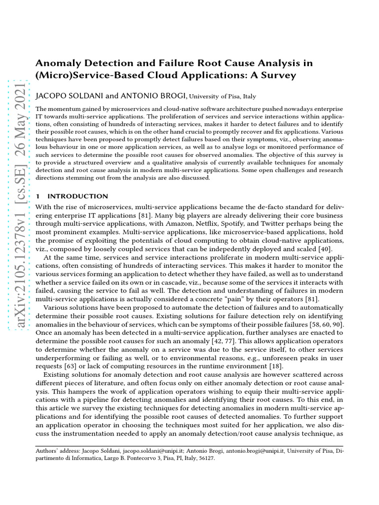 Anomaly Detection and Failure Root Cause Analysis | PDF | Artificial Neural Network | Machine ...