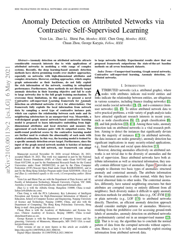 Anomaly Detection On Attributed Networks Pdf Cybernetics Cognitive Science