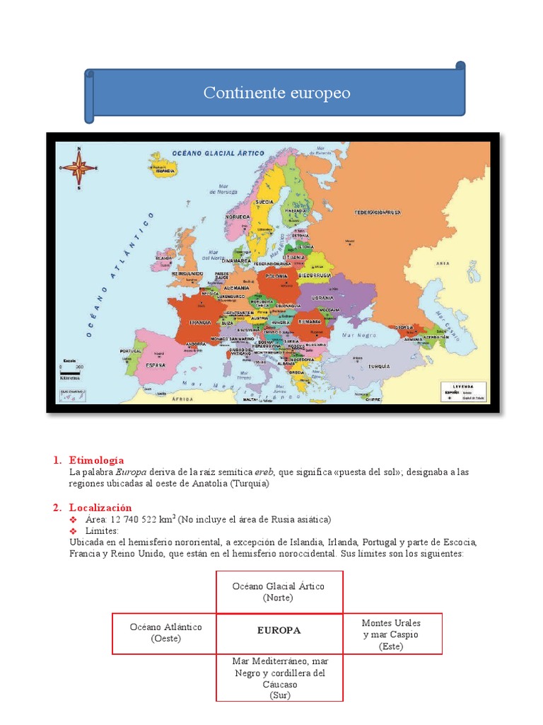 3ero - El Continente Europeo | PDF | Europa | Geografía Física