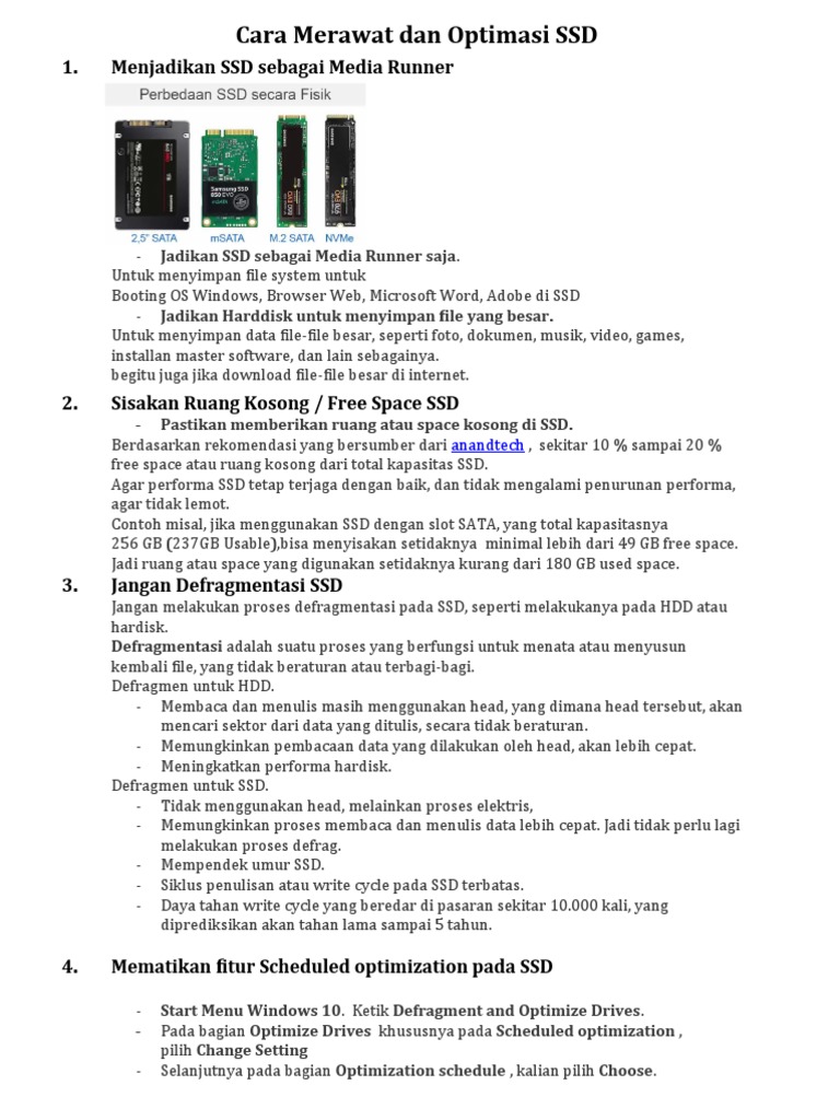 Cara Merawat Dan Optimasi SSD | PDF