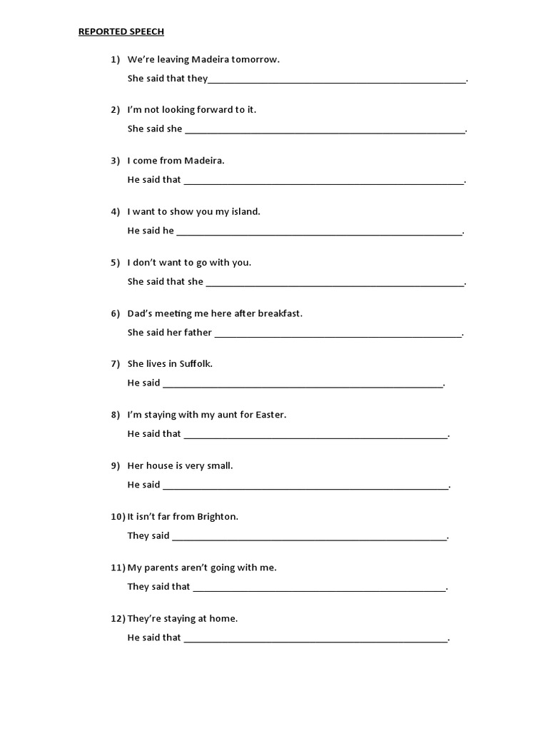 Reported Speech Sentences | PDF