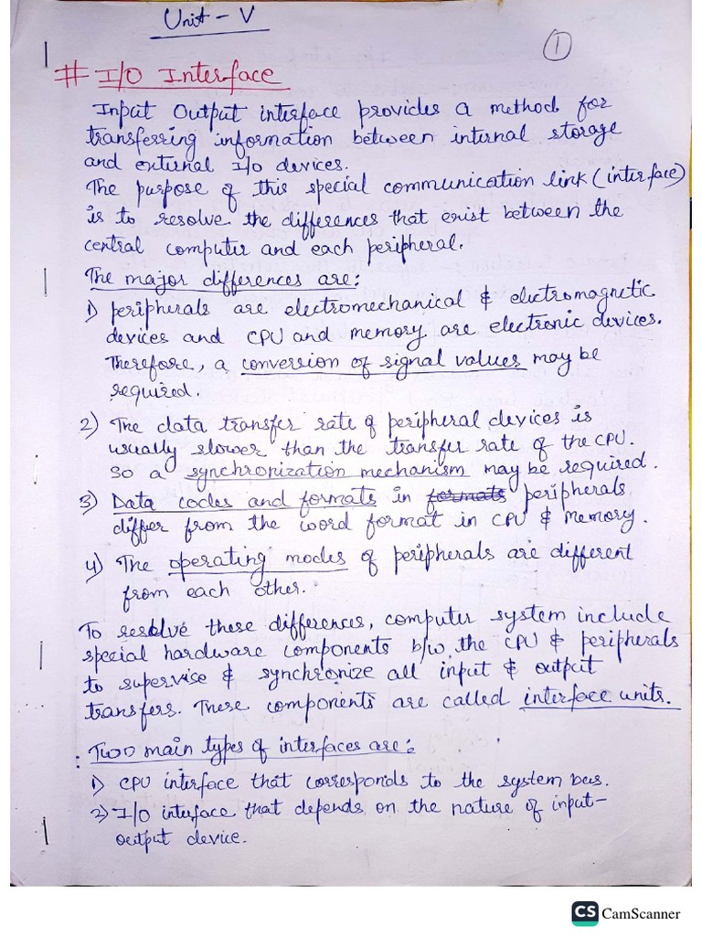Coa Input Output Unit 5 Full Pdf 