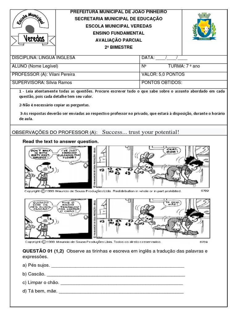 Provinha de Ingles 2ºbim. | PDF