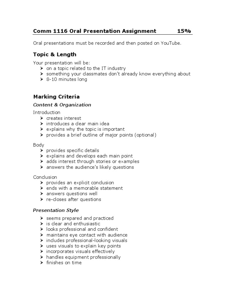 Oral Presentation Assignment | PDF