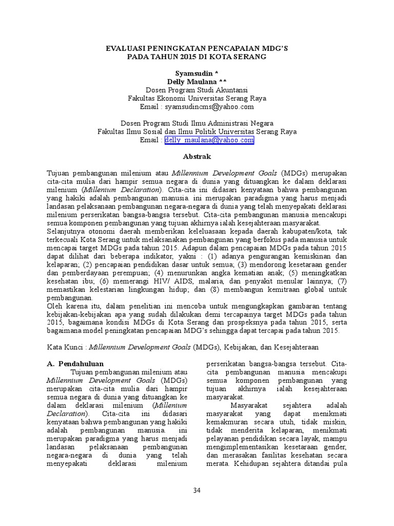 MDG Kota Serang | PDF