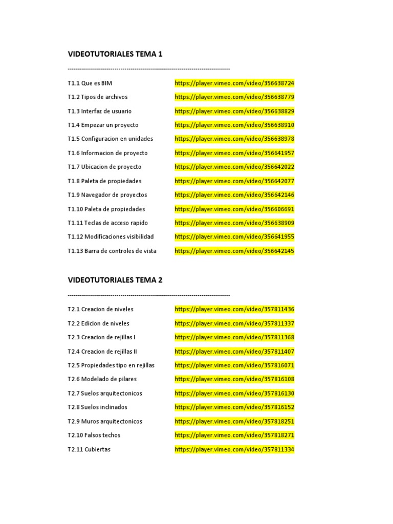 Enlaces Curso REVIT Arq Bas Int | PDF
