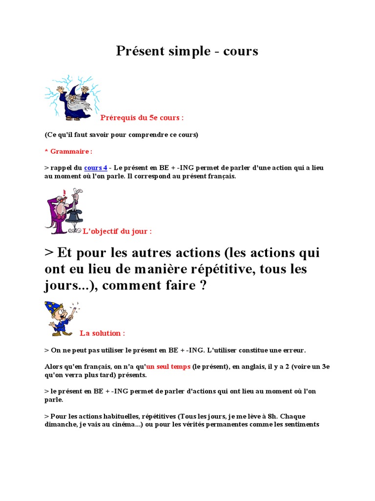 Cours sur le Présent Simple en Anglais | PDF