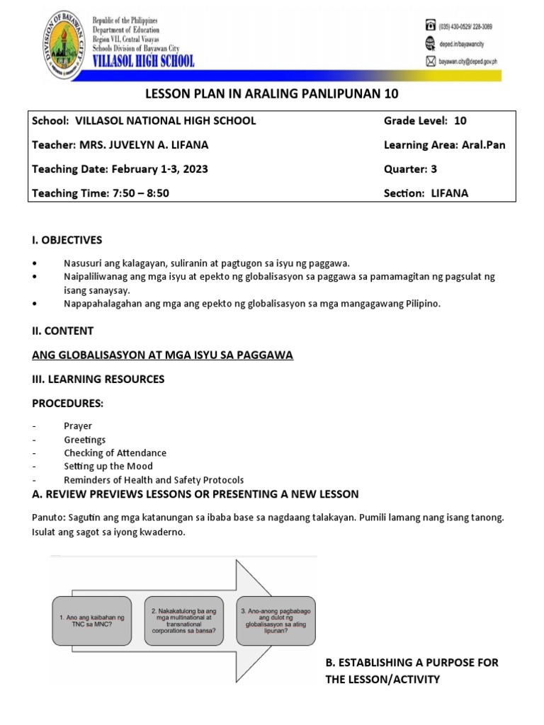 Lesson Plan in Ap10 | PDF