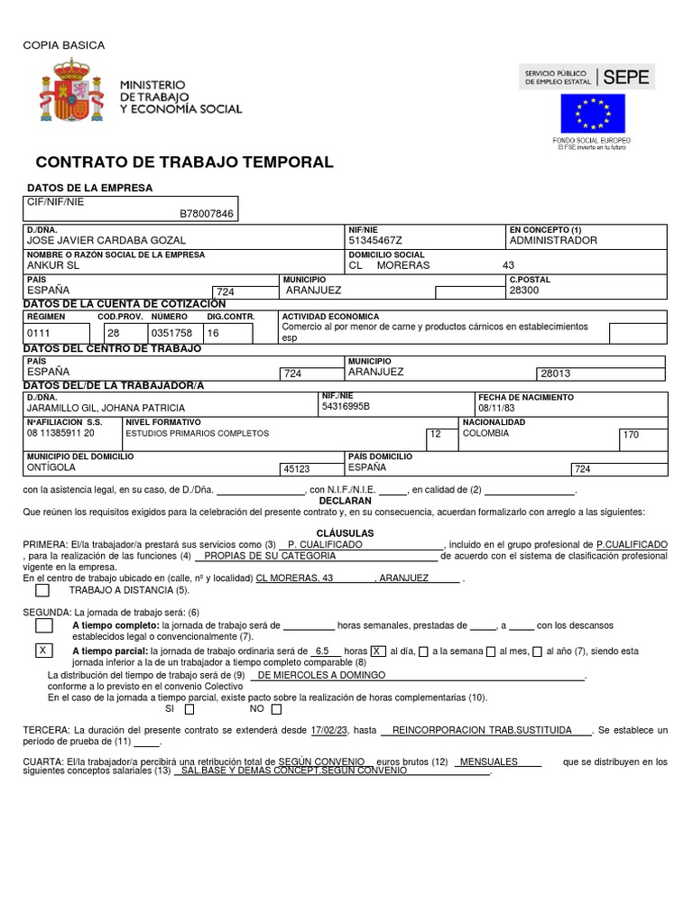 Copia Basica Contrato Interidad Johana Patricia Jaramillo | PDF ...