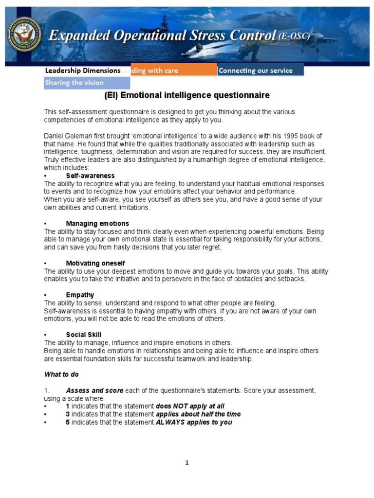 Emotional Intelligence Questionnaire | PDF | Emotional Intelligence | Emotions