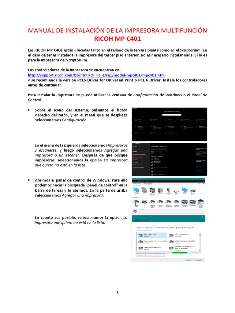 Instrucciones RICOH MP C401 | PDF