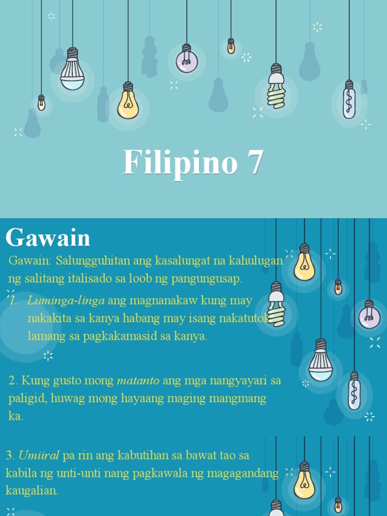 Grade 7 Filipino-Quarter 1-Week 1 Part 2 | PDF