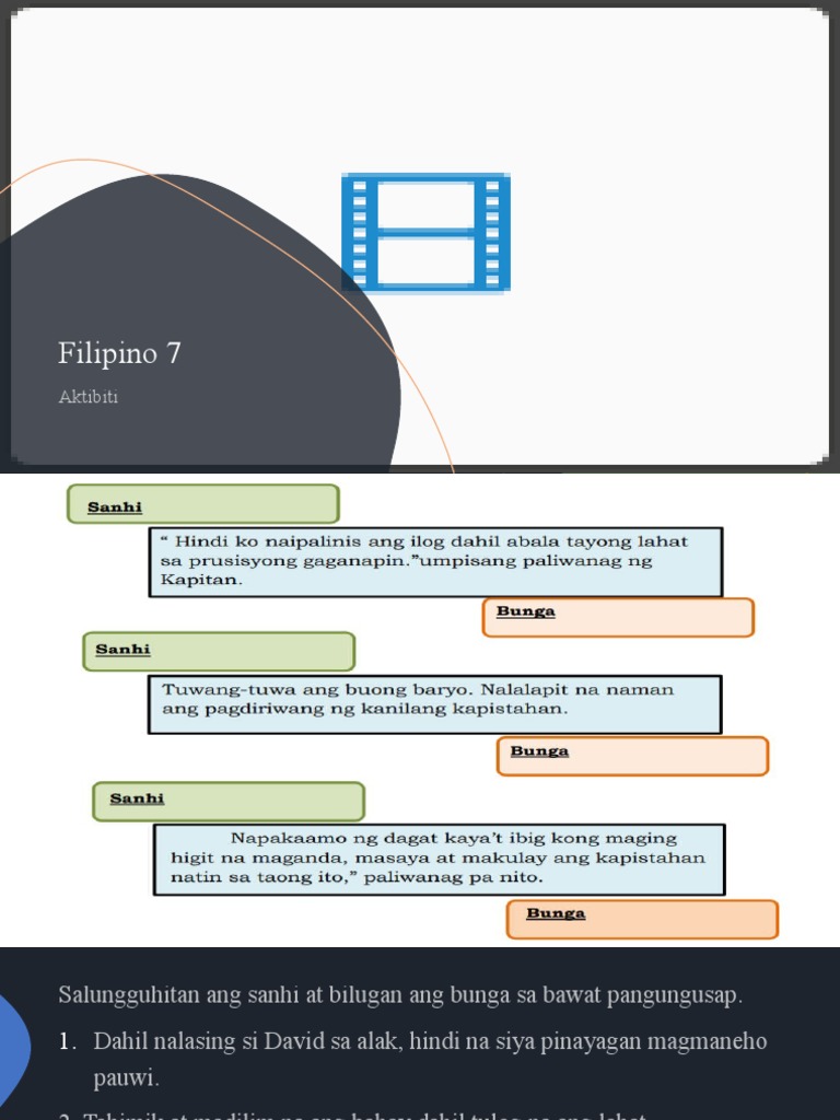 Grade 7 Filipino-Quarter 1-Week 4 (Sanhi at Bunga Activity) | PDF