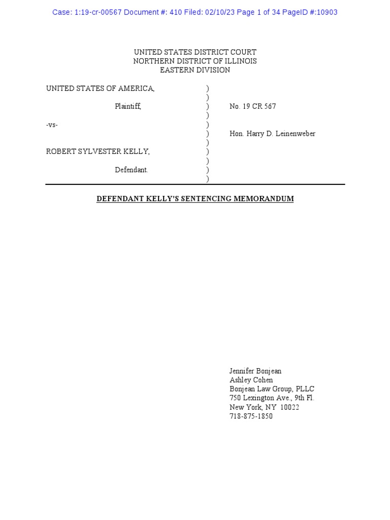 R. Kelly Defense Sentencing Memo | PDF | United States Federal ...