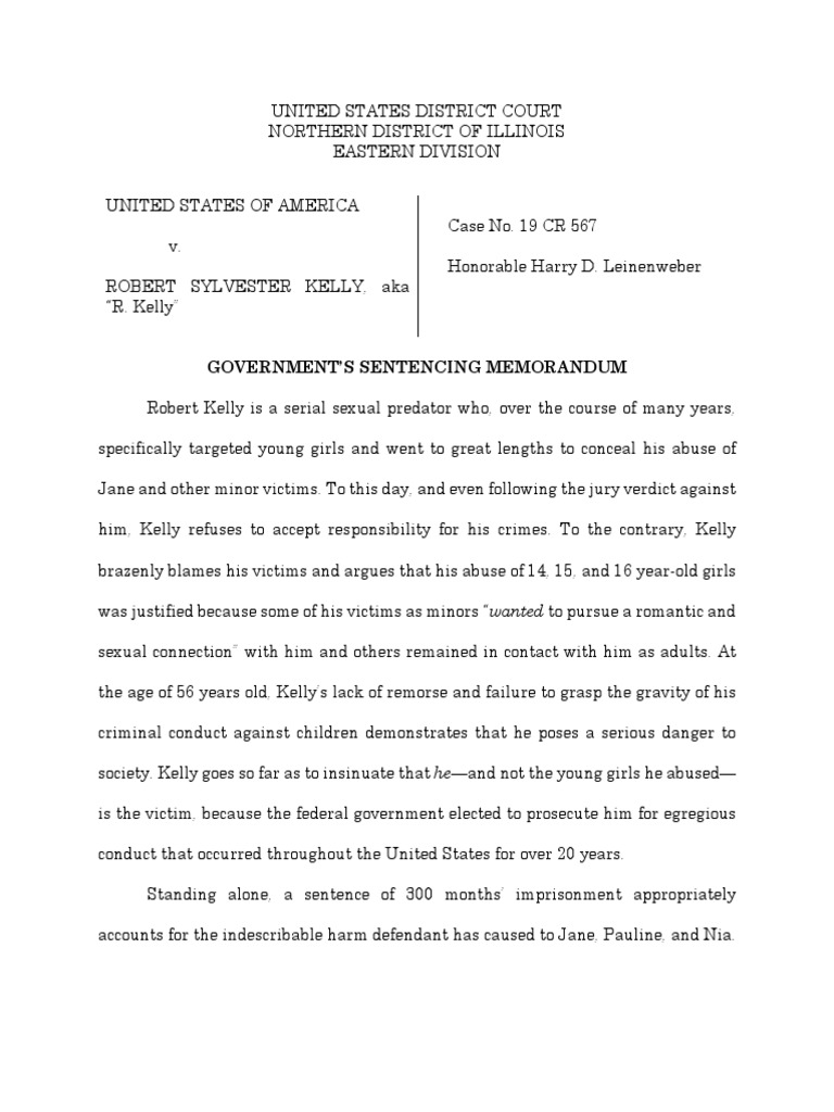 R. Kelly Prosecution Sentencing Memo | PDF | United States Federal ...