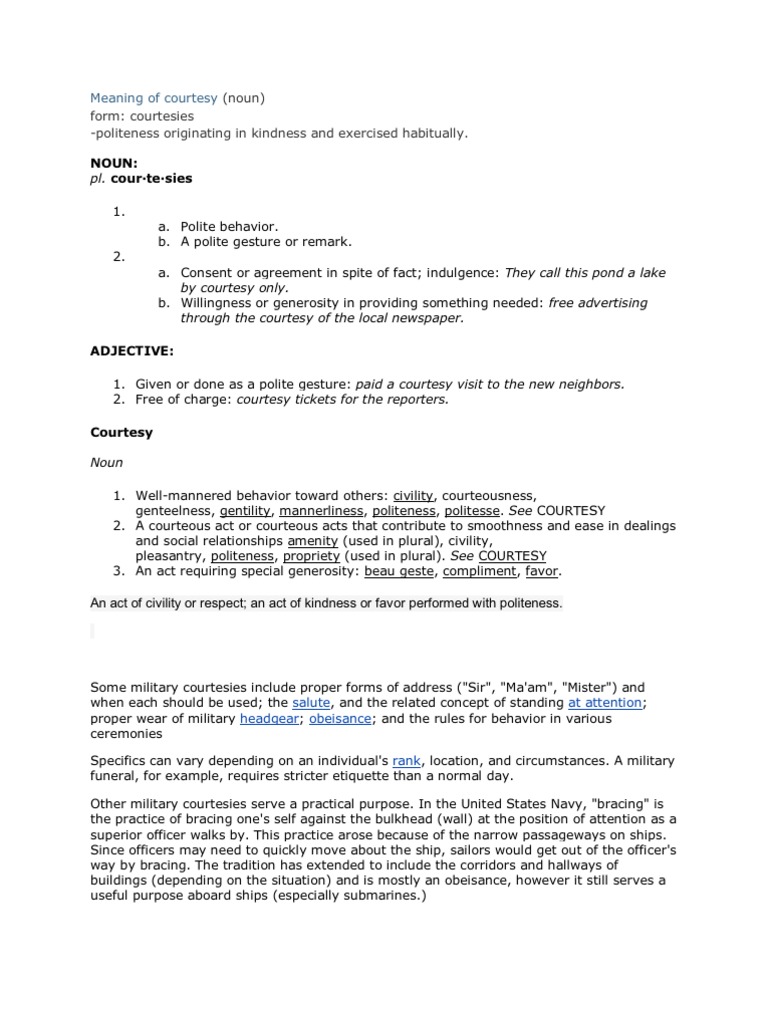Meaning of Courtesy | PDF | Military | Military Science