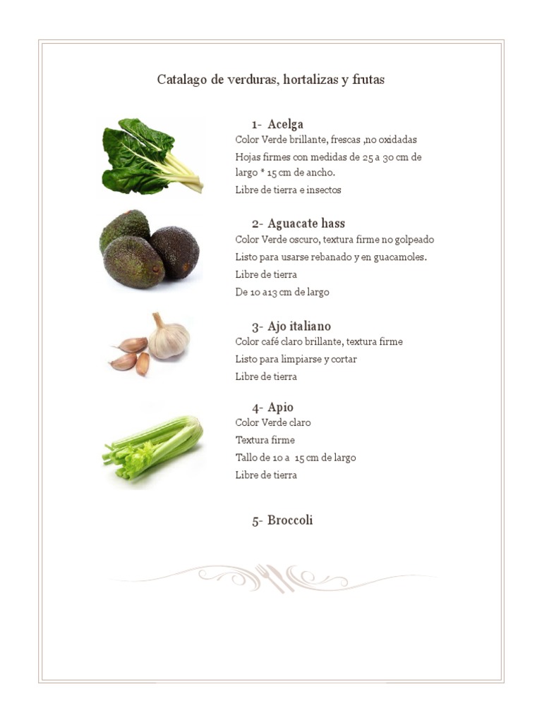 Catalago de Verduras y Frutas. 2017 | PDF | Vegetales | Color