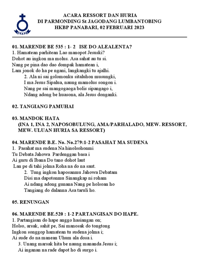 Acara Huria Di Na Monding | PDF