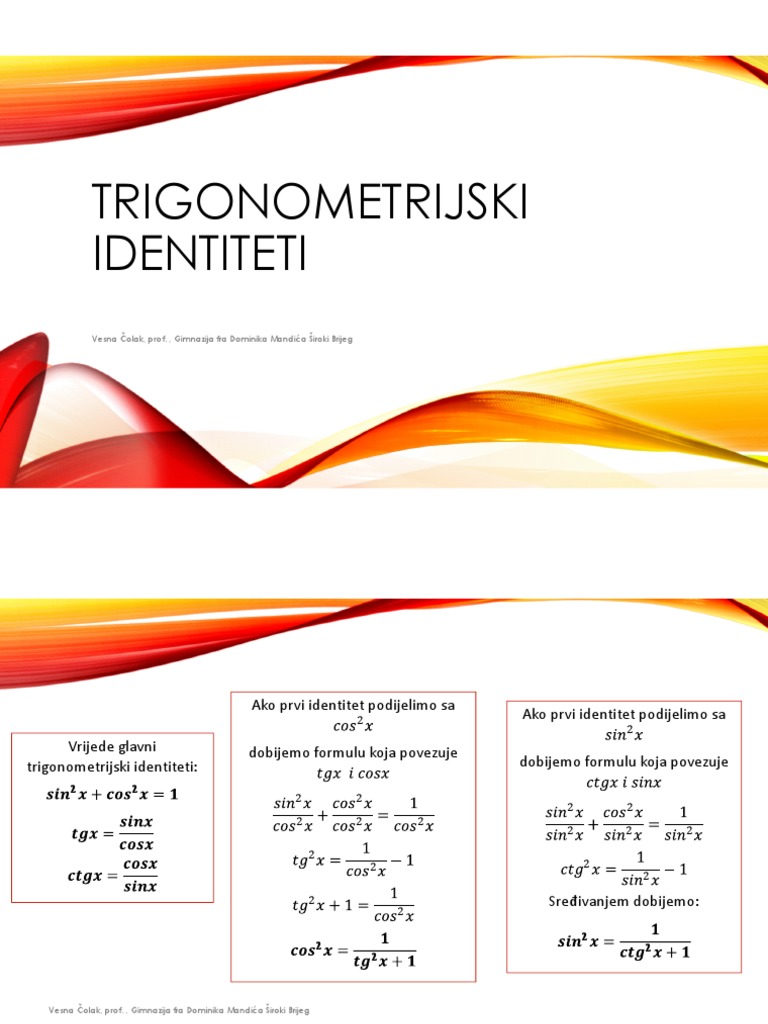 Trigonometrijski Identiteti | PDF
