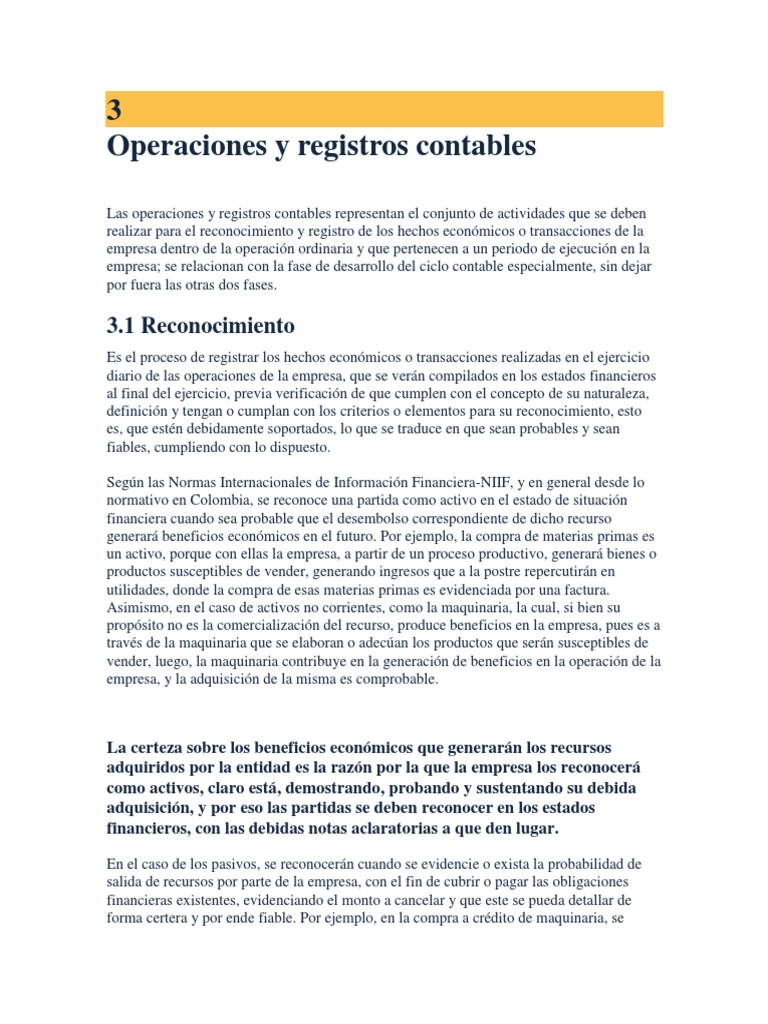 Operaciones y Registros Contables | PDF | Contabilidad | Economias