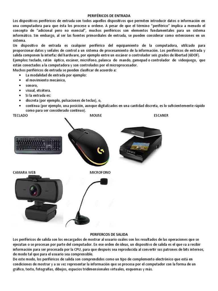 Periféricos de Entrada | PDF | Periférico | Hardware de la computadora