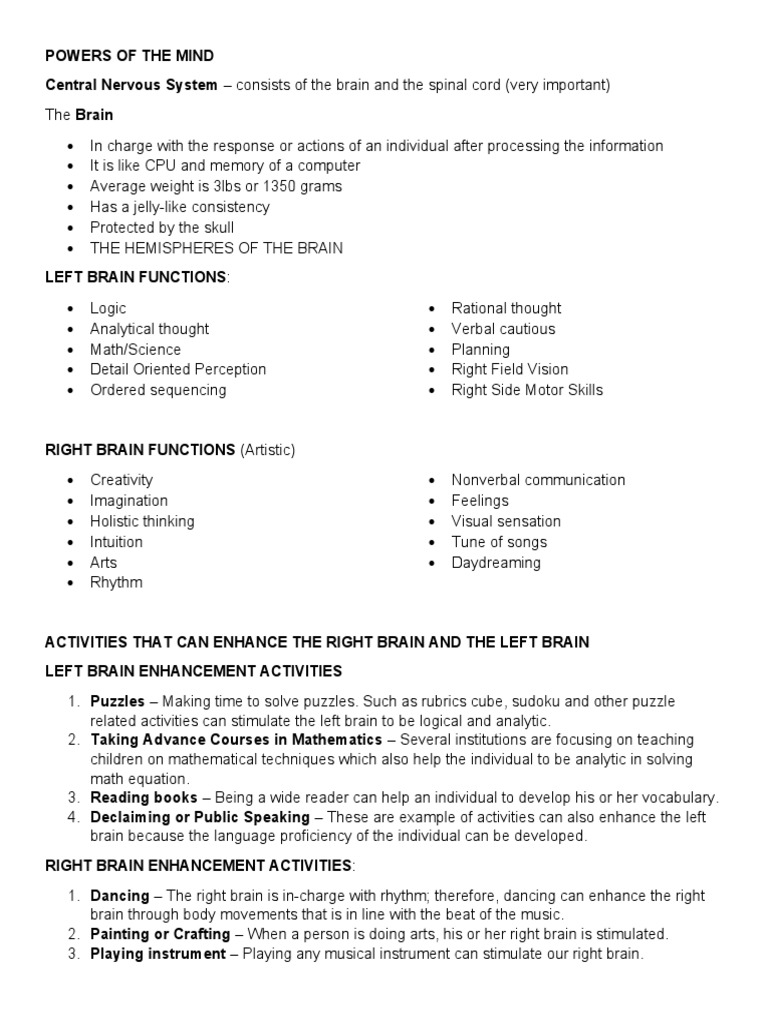 Powers of The Mind | PDF | Brain | Hormone