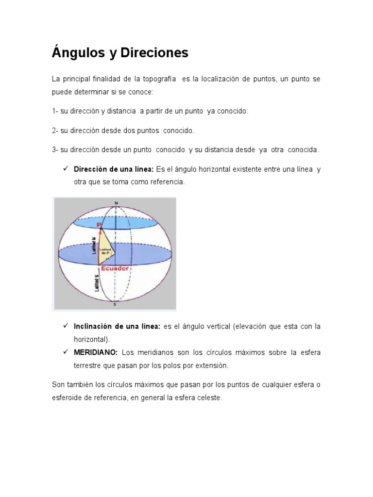 Angulos y Direcciones | PDF | Ángulo | Azimut