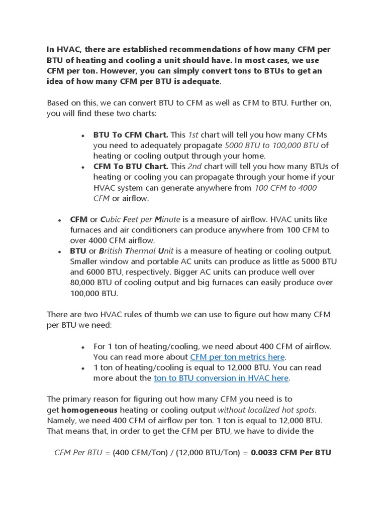 Learn Btu To CFM | PDF | British Thermal Unit | Heat Transfer
