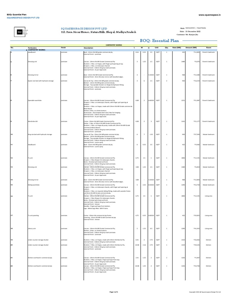 Essential BOQ | PDF | Building Materials | Materials