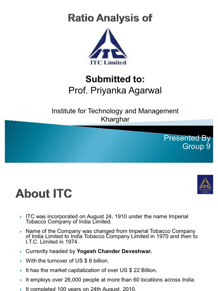 Ratio Analysis Of Itc Pdf