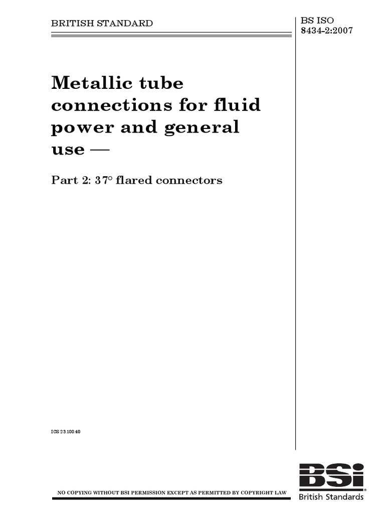 ISO 8434-2-2007 Standard Unlocked | PDF | Pipe (Fluid Conveyance) | Screw