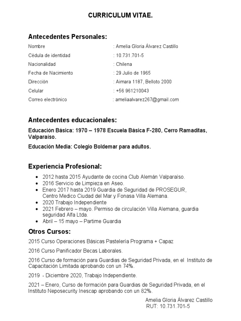 Currículum de Amelia Álvarez | PDF | Estilo de vida