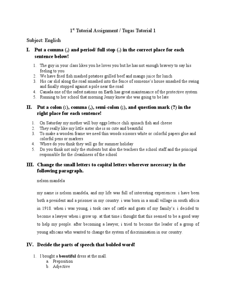 1st Tutorial Assignment LAW | PDF | Adverb | Preposition And Postposition