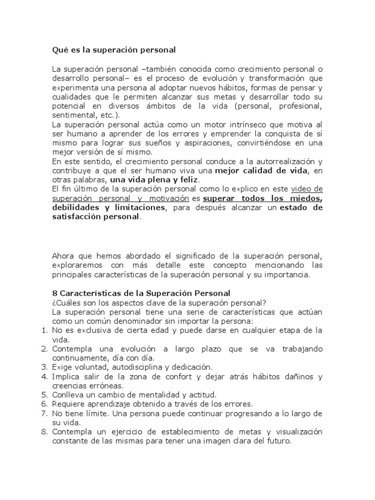 Qué Es La Superación Personal | PDF | Desarrollo personal | Aprendizaje