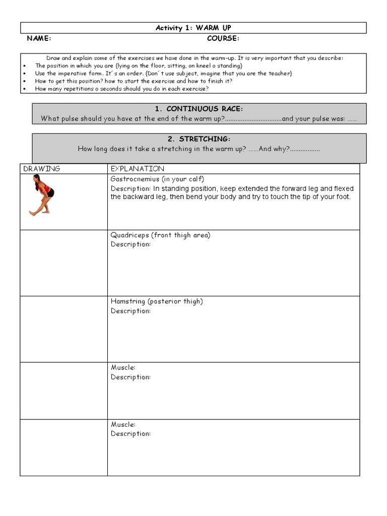 Warm-Up Exercise Descriptions and Guide | PDF | Foot | Ankle