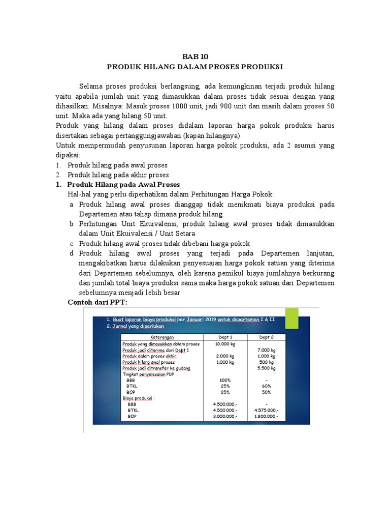 Produk Hilang dalam Proses Produksi | PDF