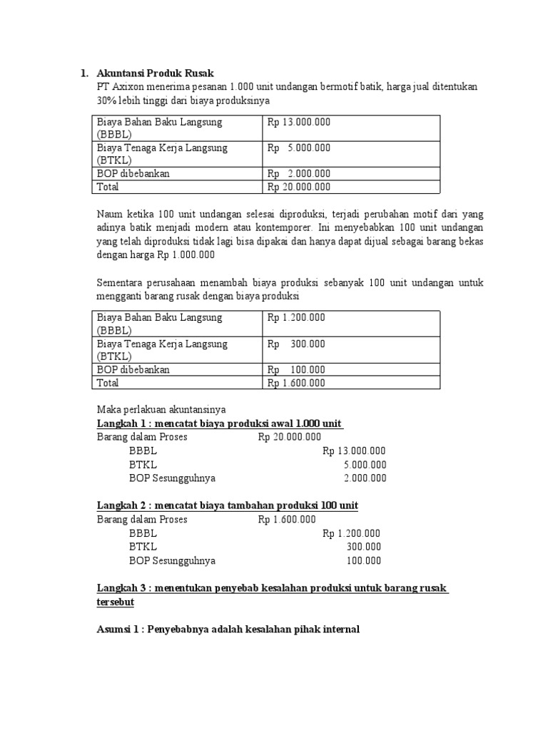 Materi Produk Rusak Dan Cacat | PDF | Pengelolaan Keuangan & Uang