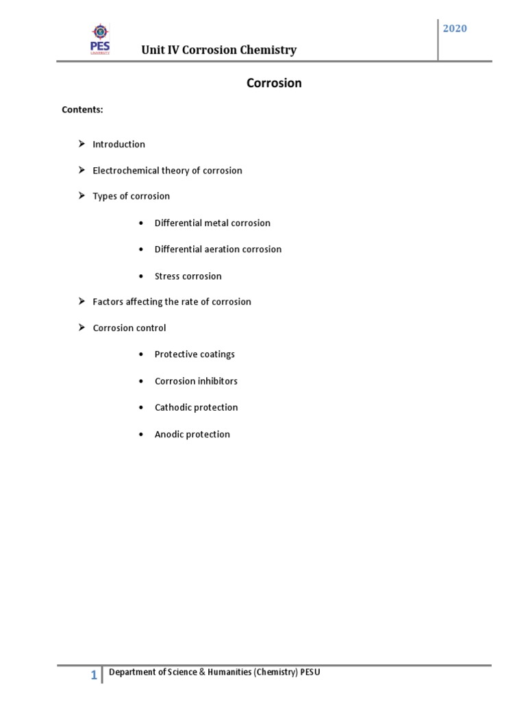 Unit-IV-Corrosion Chemistry | PDF | Corrosion | Rust