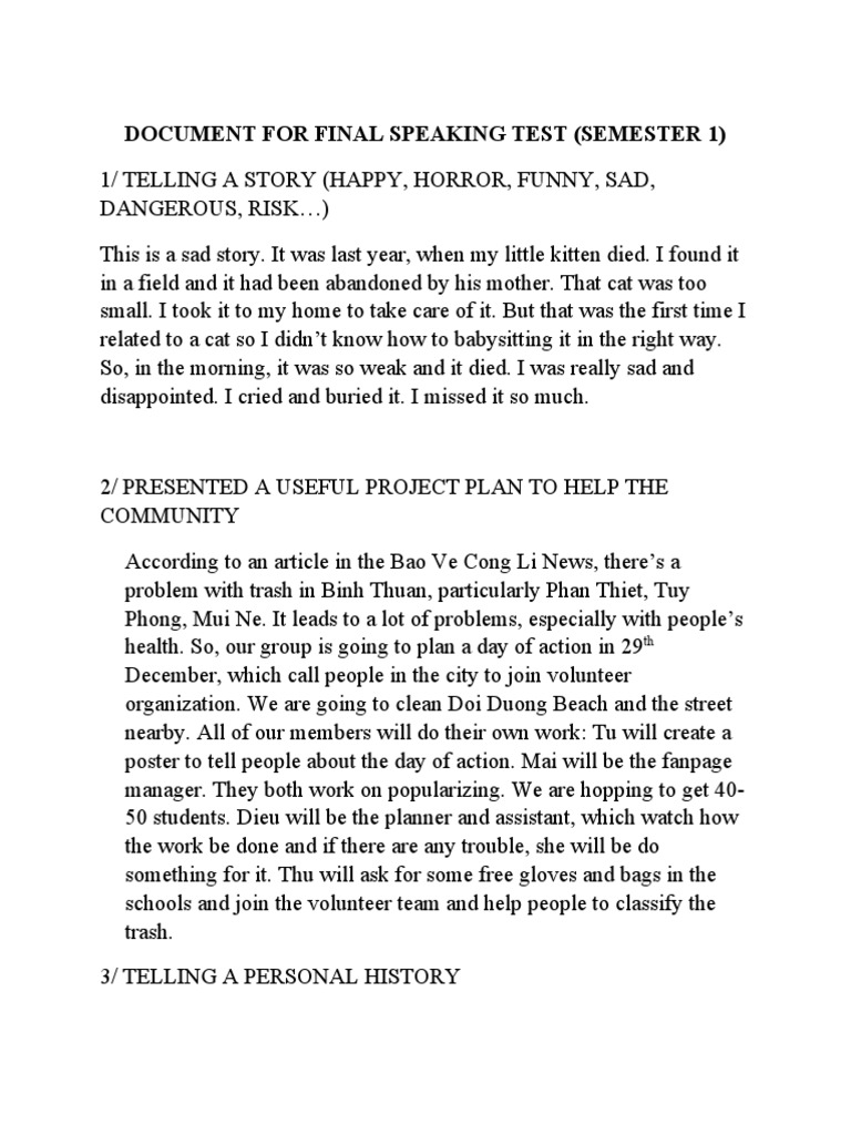 Document For Final Speaking Test | PDF