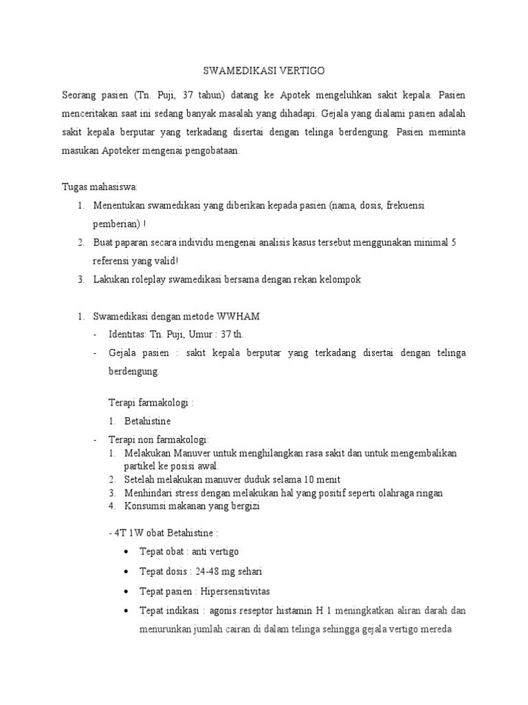 Swamedikasi dan Terapi Vertigo | PDF