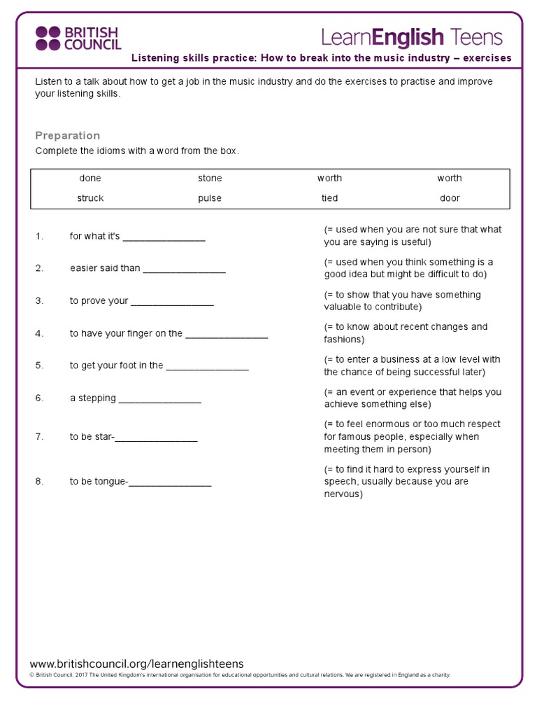 How To Break Into The Music Industry - Exercises | PDF | Communication ...