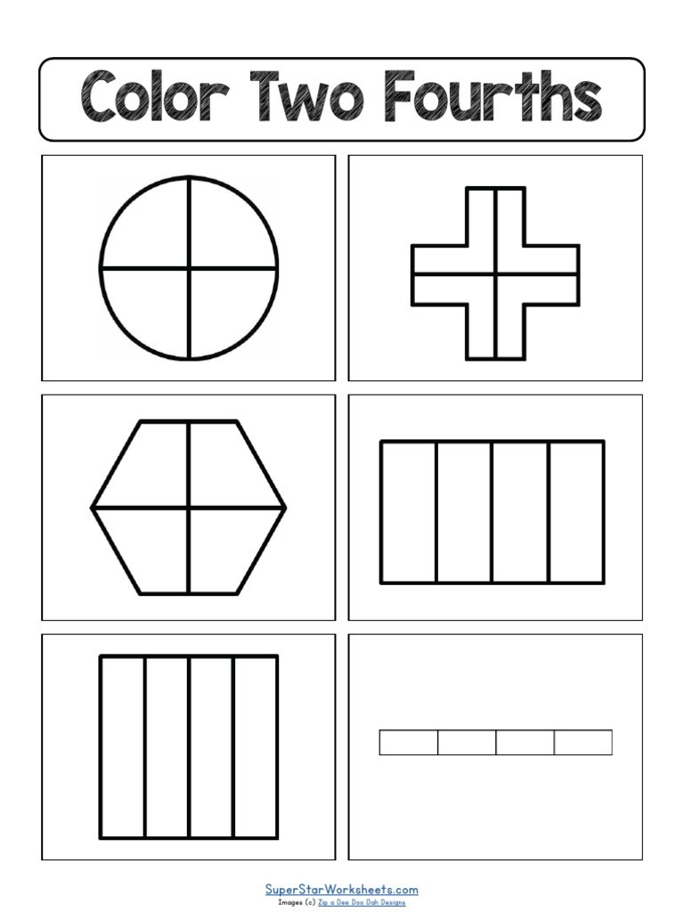 Fraction Worksheets Color Fourths | PDF