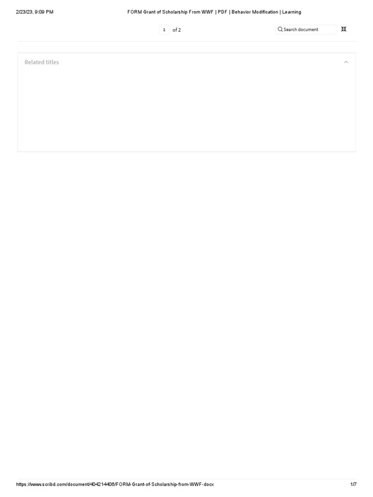 FORM Grant of Scholarship From WWF - PDF - Behavior Modification - Learning | PDF | Scribd