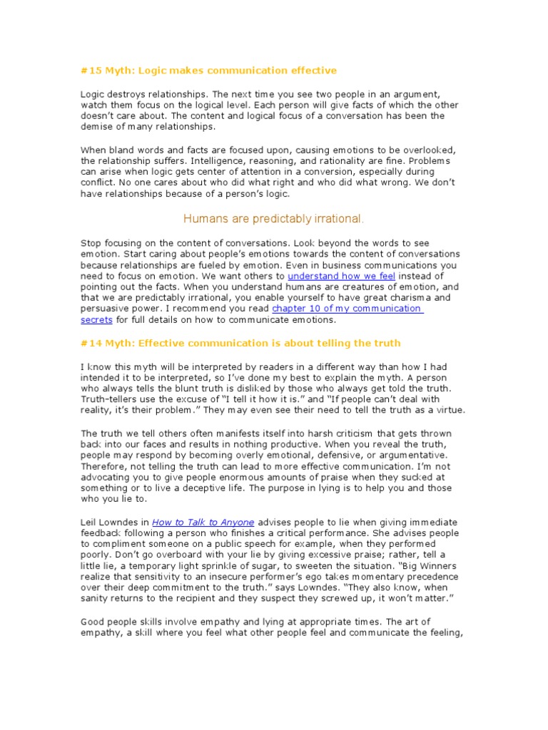 15 Myth of Communication | PDF | Nonverbal Communication | Persuasion