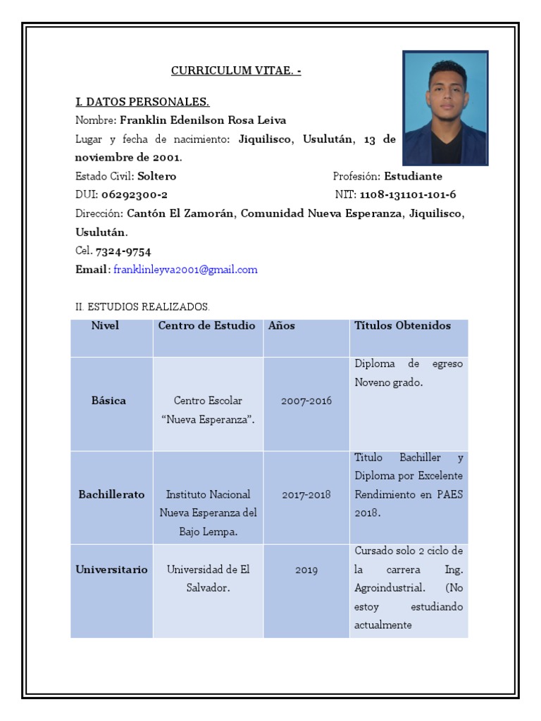 Curriculum Frank | PDF