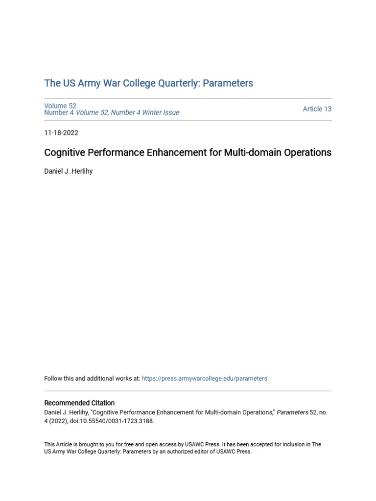 Cognitive Performance in Multi-Domain Ops | PDF | Cognitive Psychology ...