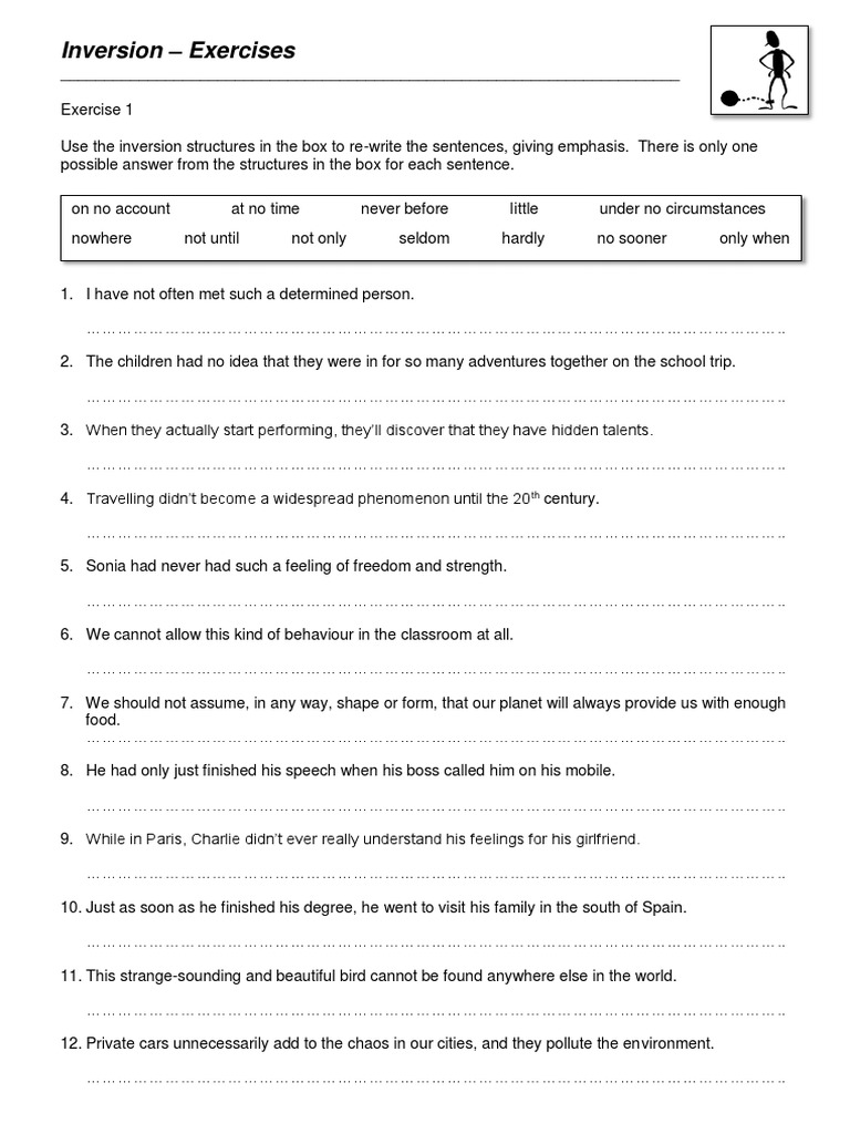 Inversion Exercises for ESL Learners | PDF | Home & Garden | Art