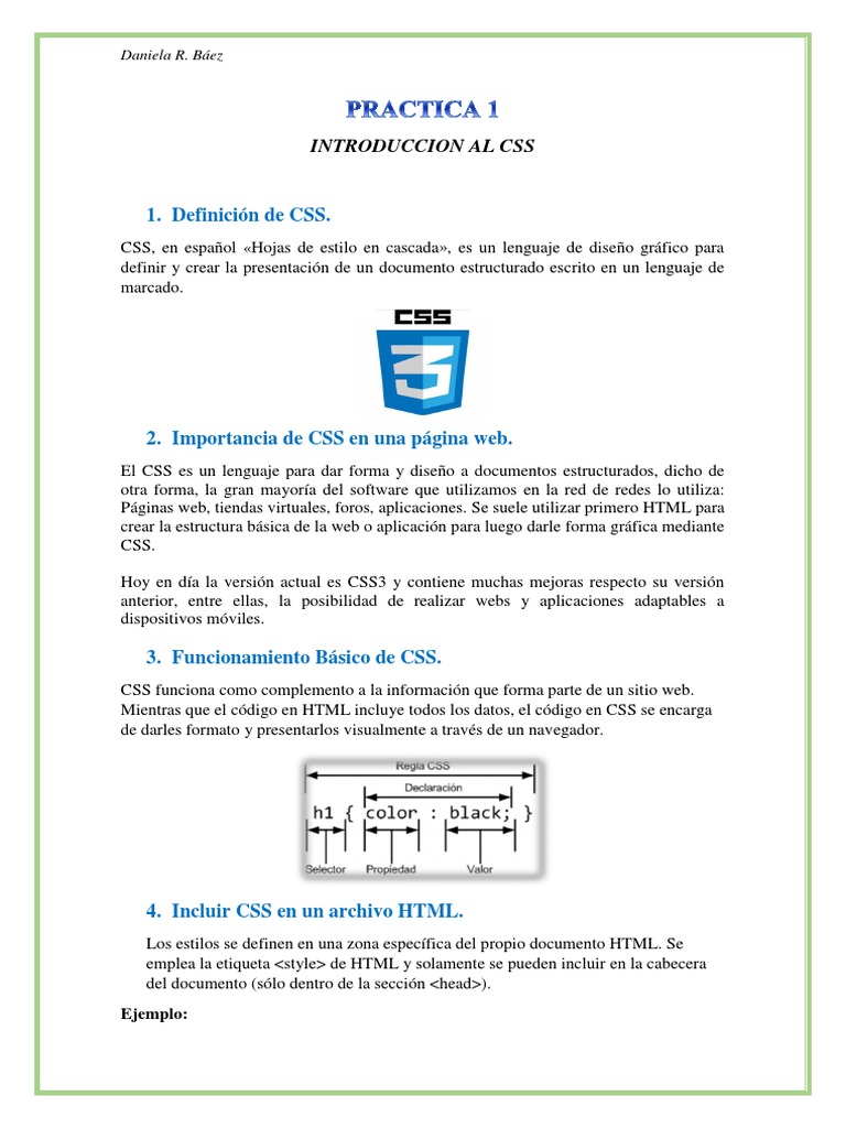 PRACTICA 1 CSS, Daniela. | PDF | Página web | HTML